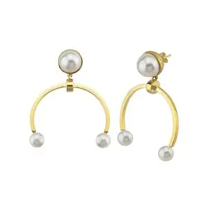 LINYA JEWELLERY Pearl Moon Dangle Earrings