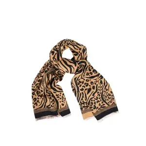 Saachi Animal Print Reversible Scarf - Brown