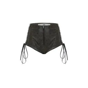 MAISON SEL Leather Extra Mini Shorts