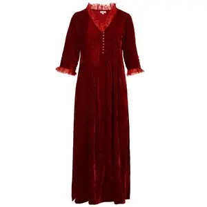 AT LAST... Silk Velvet Annabel Dress - Red