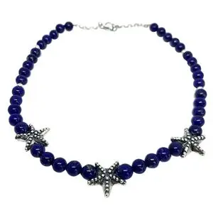TG-JEWELLERY BY TAMARA GERVASIO Sterling Silver Starfish Lapis Lazuli Beaded Necklace - Silver/blue