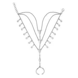 LUCY QUARTERMAINE Solid Sterling Drop Hand Chain - Silver
