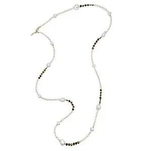 FARRA Baroque Freshwater Pearl And Tiger-eye Stone Necklace - Brown