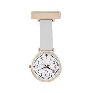BERMUDA WATCH COMPANY Annie Apple Marble Rose Gold Leather Nurse Fob Watch - Grey