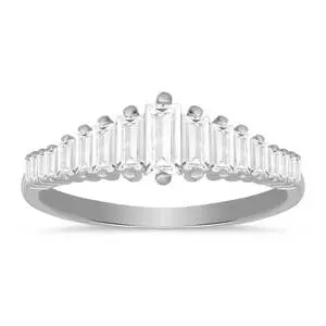 KYLIE HARPER Sterling Art Deco Baguette-cut Cz Ring - Silver