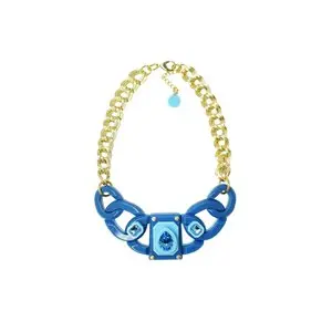 GISSA BICALHO Handmade Acrylic Link And Stone Necklace - Blue