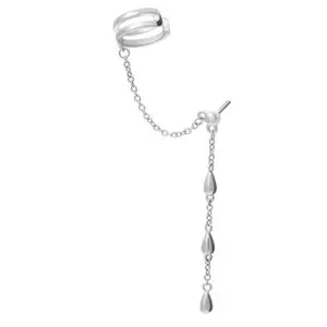LUCY QUARTERMAINE Solid Sterling Drop Earring With Cuff - Silver