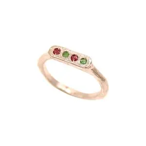 1610ISTANBUL Byzantine Ruby And Emerald Signet Ring - Grey