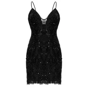 ANGELIKA JOZEFCZYK Embroidery Lace Mini Dress - Black