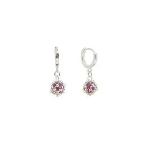 MHART Raw Ruby Caged Drop Earrings - Red