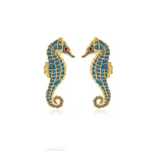 MILOU JEWELRY Light Seahorse Earrings - Blue