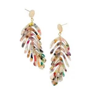 SAHARAS ESSENTIALS Monstera Leaf Statement Earrings - Yellow
