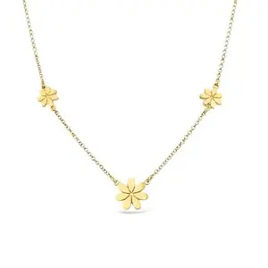 LUTIRO Three Daisy Flower Necklace - Gold