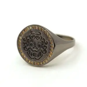 VICSTONENYC FINE JEWELRY Signet Ring With Cubic Zirconia - Black