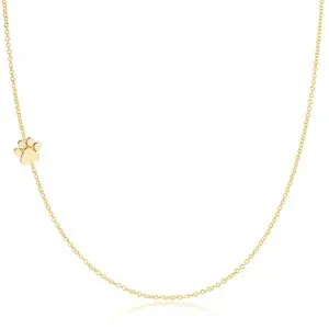 Maya Brenner Designs 14k Asymmetrical Charm Necklace With Paw Print - Gold