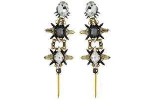 VICKISARGE Vickisarge Statement Crystal Earrings With Gold And Oxidised Sterling Silver