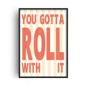 FANCLUB Roll With It Oasis Retro Music Giclée Art Print A3 - Red