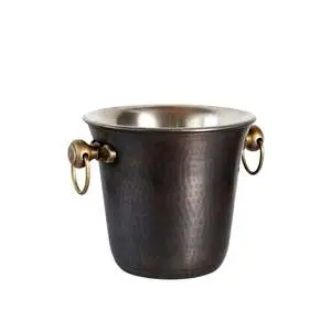ANATOLIACRAFT Solid Copper Champagne & Ice Bucket - Black
