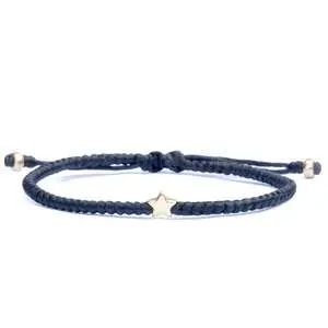 HARBOUR UK BRACELETS Gold Star Adjustable Bracelet - Black