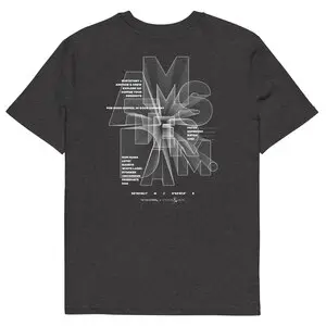 ANCHOR & CREW Heather Gustatory Amsterdam Coffee Scene Organic Cotton Embroidered T-shirt - Black
