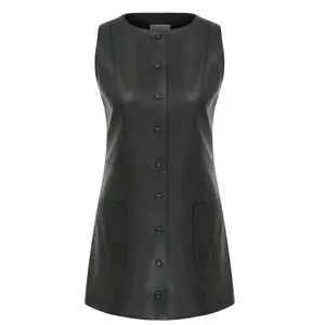NAZLI CEREN Odette Vegan Leather Mini Dress - Black