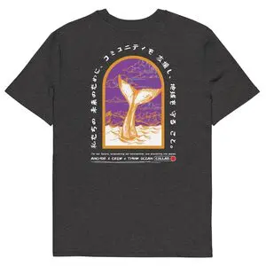 ANCHOR & CREW Heather Think Ocean Eight Japan Gurafiku Organic Cotton T-shirt - Black