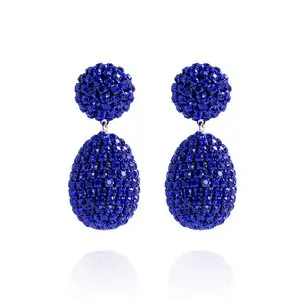 SAULE LABEL Clio Rhinestone Dangle Earrings - Blue