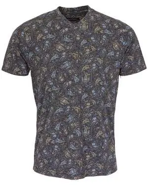 LORDS OF HARLECH Maze Madrid Paisley V-neck Tee - Black