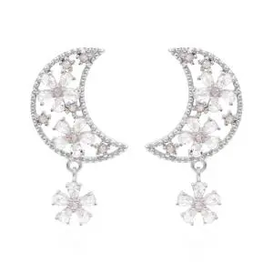 LUNA CHARLES Posie Flower Moon Sterling Earrings - Silver