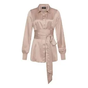 MARIANNA DÉRI Satin Blouse With Tie Belt
