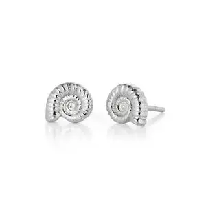 NELLOU JEWELLERY Ammonite Stud Earrings - Silver