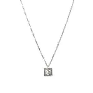 FV JEWELLERY Perle Square Pearl Pendant Necklace - Silver