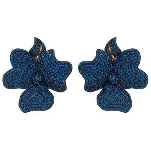 LATELITA Flower Stud Earrings - Blue/gold