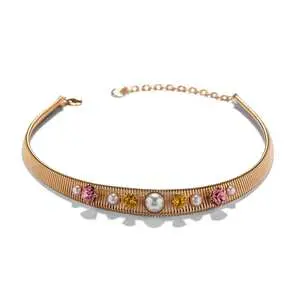 THE PINK REEF Collar Necklace With Pearl And Crystal - Pink