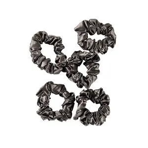 SOFT STROKES SILK Mulberry Silk Scrunchie Set Of Five - Grey