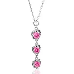 UNALOE Sterling Necklace With Cubic Zirconia Pendants - Silver
