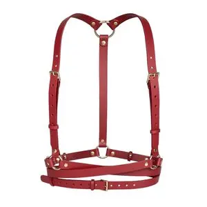 HAUTE CUIR Double Belt Leather Harness - Red