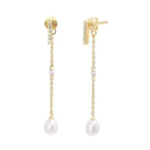 DOV JEWELRY Stellar Pearl Drop Earrings - Gold
