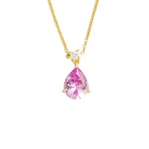 JUVETTI  Ori Pendant Necklace With Pink Sapphire And Diamond In Gold Vermeil - Gold/white/pink