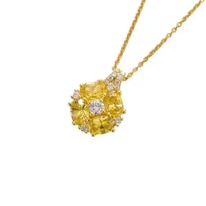 JUVETTI  Juvetti Yellow Sapphire And Diamond Pendant Necklace In 18K Gold Vermeil Gold/yellow/white