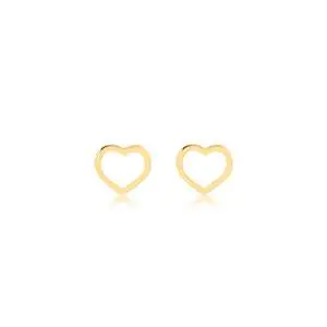 SOLIO JEWELLERY 18k Solid Gold Mini Heart Stud Earrings - Gold/yellow