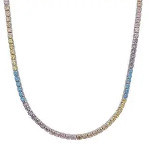 LATELITA Tennis Necklace With Pastel Rainbow Cubic Zirconia - Silver