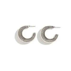 Lovard Carved Hoop Earrings - Silver