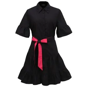 SMART AND JOY Cotton Skater Ruffle Dress