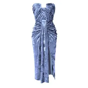AGGI BY HALEWSKI Bella Forget-me-not Velvet Midi Dress - Blue