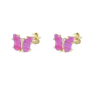 KAMARIA Opal Butterfly Stud Earrings - Pink