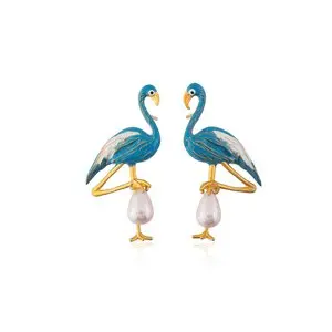 MILOU JEWELRY Flamingo Drop Earrings - Blue