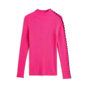 ARTO. Two Tones Ribs Mock Neck Top - Pink