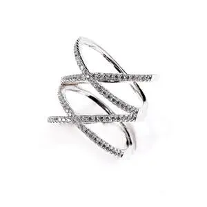 MINERALGEMS ✩ STUDIO Double Cross Ring With Cubic Zirconia - Silver
