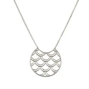 JANUS EDINBURGH Tidal Fish Scale Circle Pendant Necklace - Silver